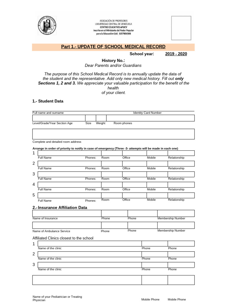 School Medical Record 2019-2020 Regular Students | PDF | Medical Record ...