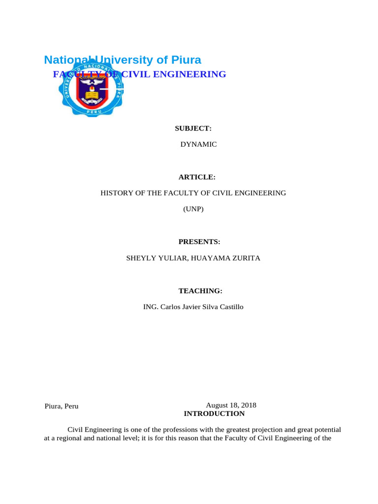 History of The Faculty of Civil Engineering at The National University ...