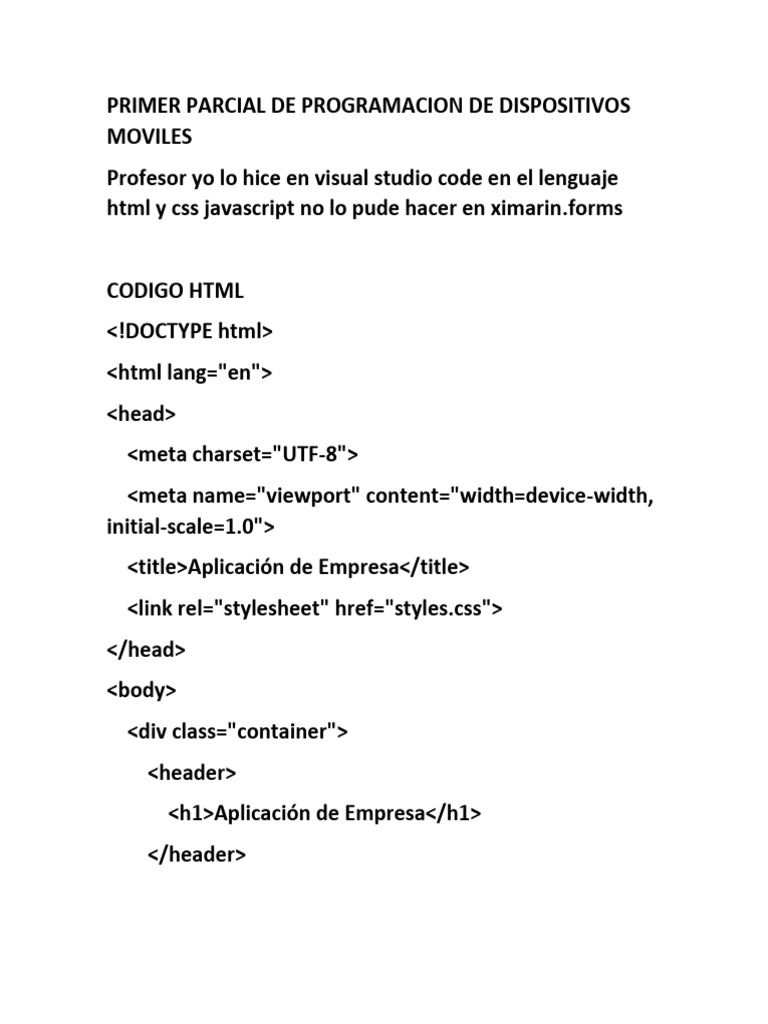 Primer Parcial de Programacion de Dispositivos Moviles | PDF | Design ...