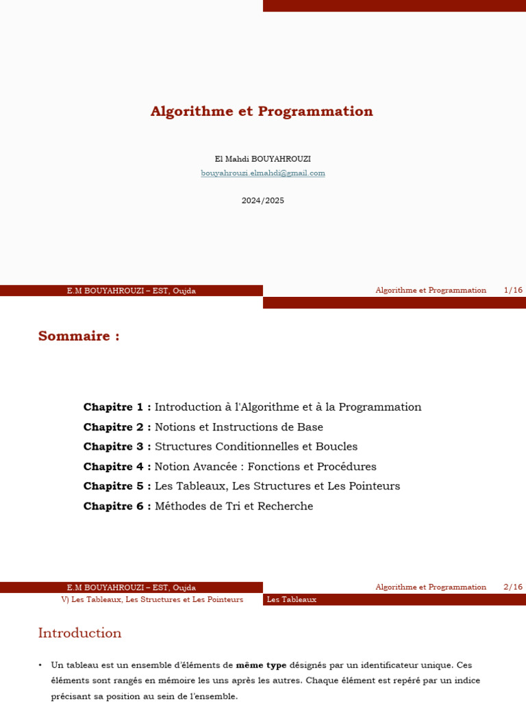 Cours 6 - Récursivité Et Tableaux | PDF | Pointeur (programmation) | Variable (informatique)