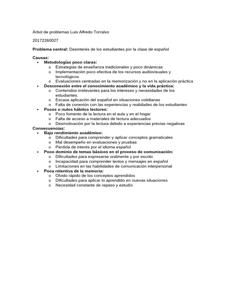 Documento Árbol de Problemas | PDF