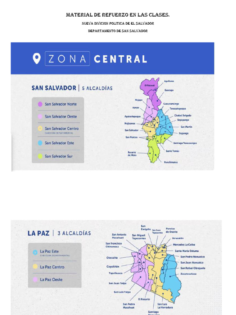 MAPA EL SALVADOR DIVISIÓN POLITICA | PDF