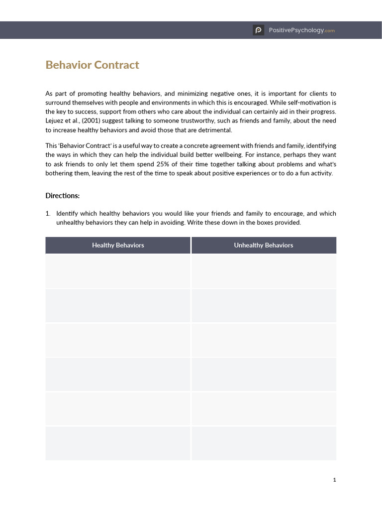 Behavior-Contract | PDF | Psychology | Behavioural Sciences