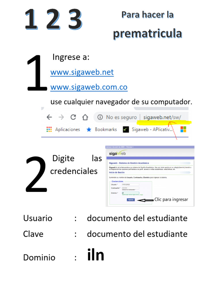 Instructivo Sigaweb Proceso Matricula | PDF