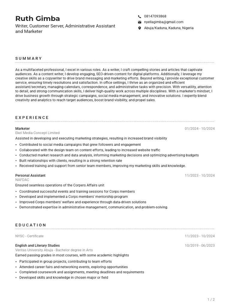 Versatile Writer and Marketer Profile | PDF | Marketing | Brand