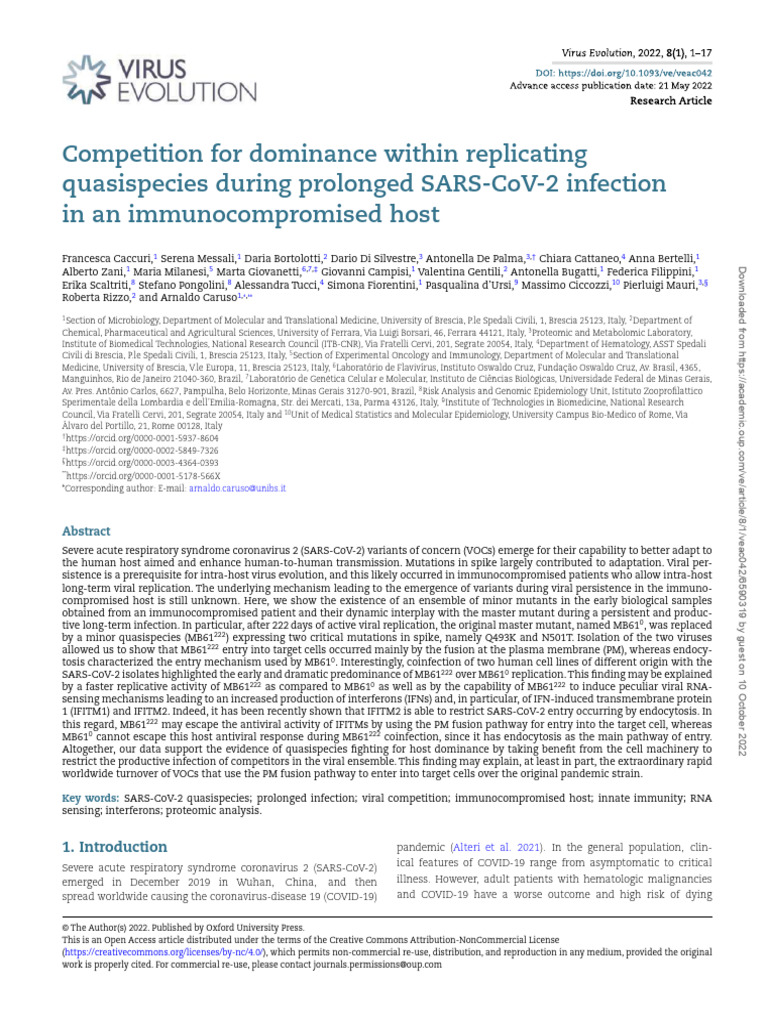 Competition For Dominance Within Replicating | PDF | Virus | Interferon