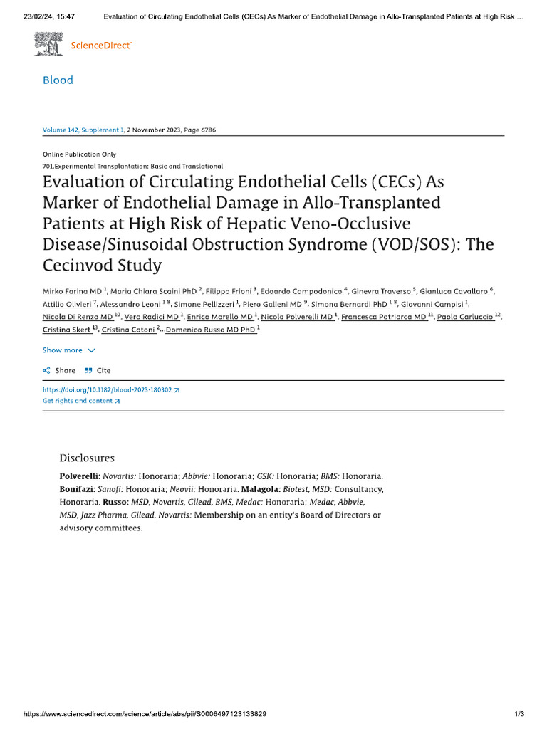 Evaluation of Circulating Endothelial Cells | PDF