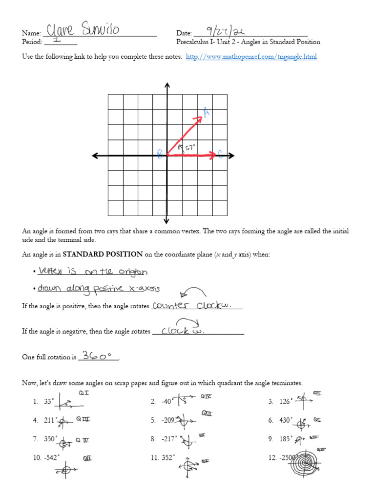Precalculus: Angles & Rotations | PDF | Angle | Cartesian Coordinate System