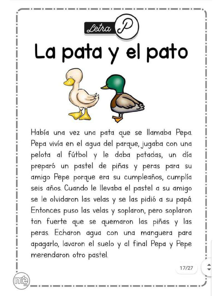 Cuento Corto La Pata y El Pato | PDF