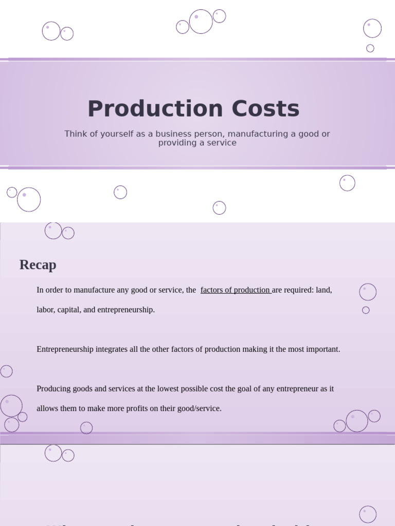 Understanding Production Costs Explained | PDF | Average Cost ...