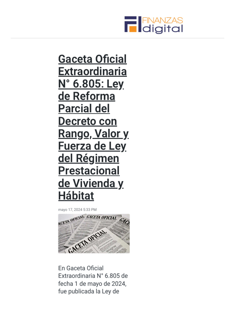 Ley del FAOV en Venezuela 2024 | PDF | Barrio residencial | Bancos