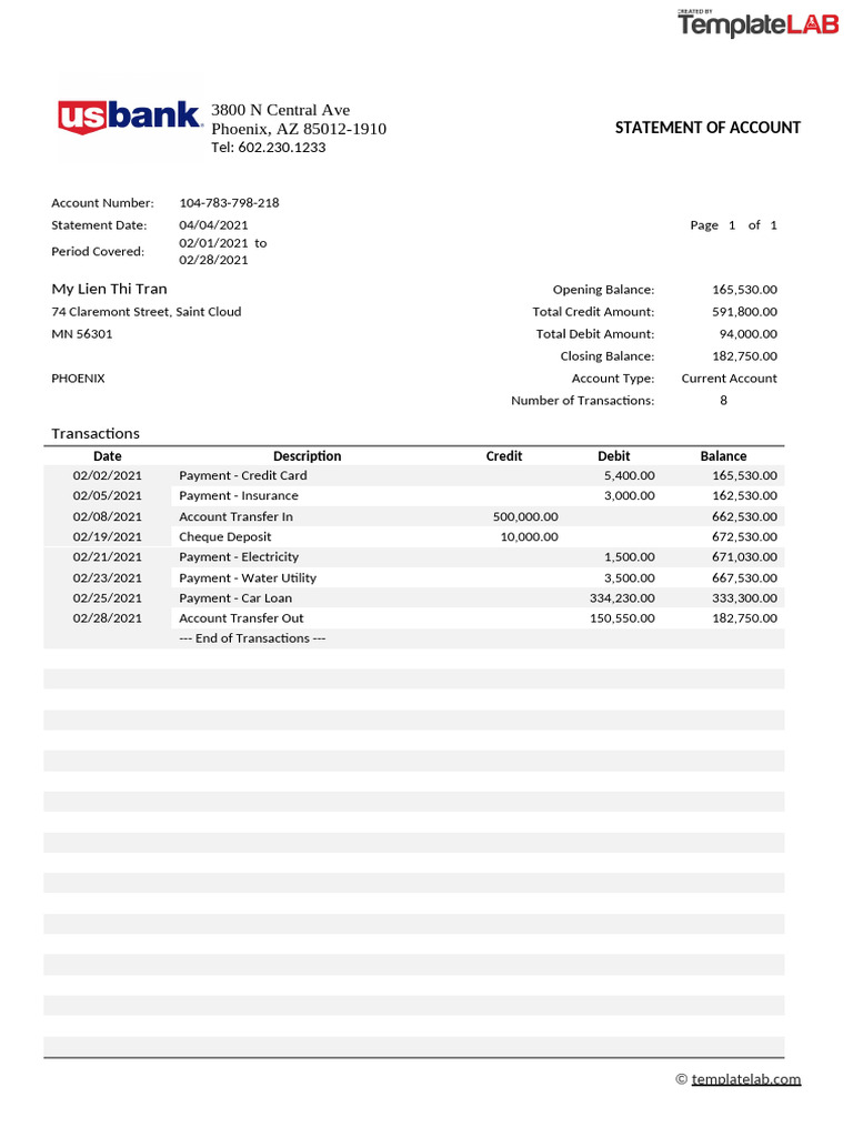 USBank Statement | PDF