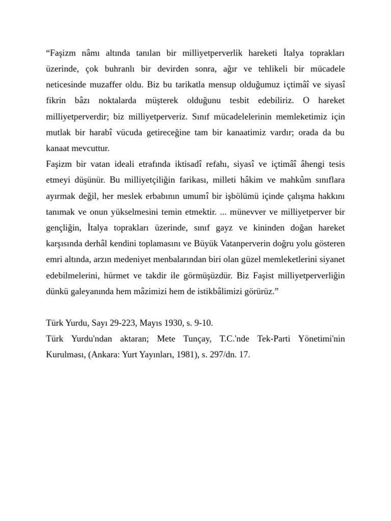 Hamdullah Suphi Tanrıöver, Faşist Milliyetperverlik | PDF