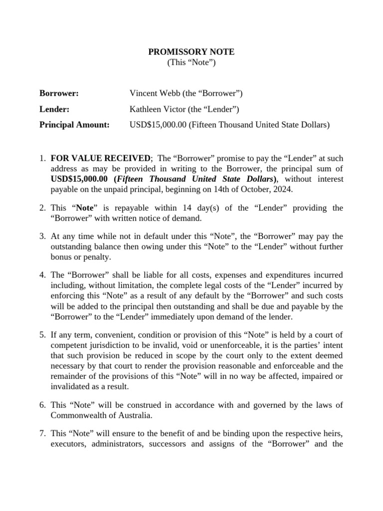 promissory Note | PDF | Promissory Note | Debtor
