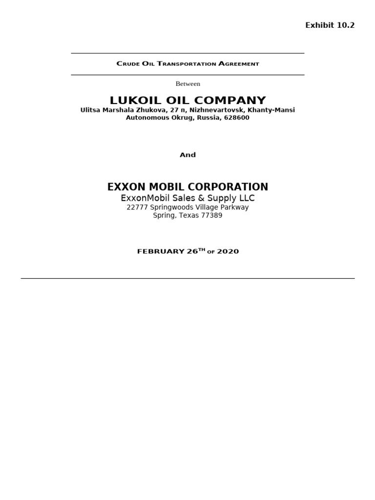 Crude Oil Transporter Contract | PDF | Exxon Mobil
