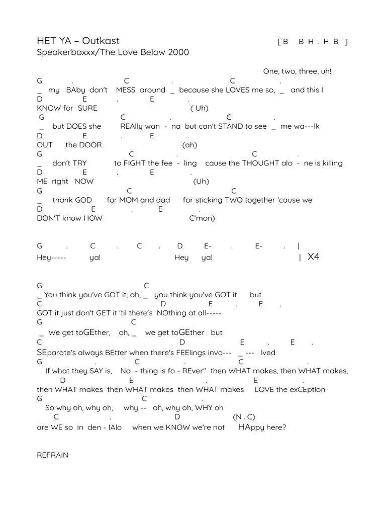 Hey Ya! Lyrics by Outkast | PDF