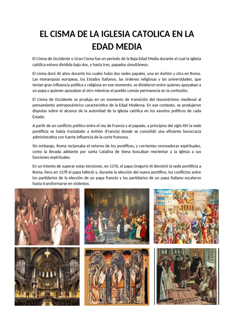 El Cisma de La Iglesia Catolica en La Edad Media | PDF