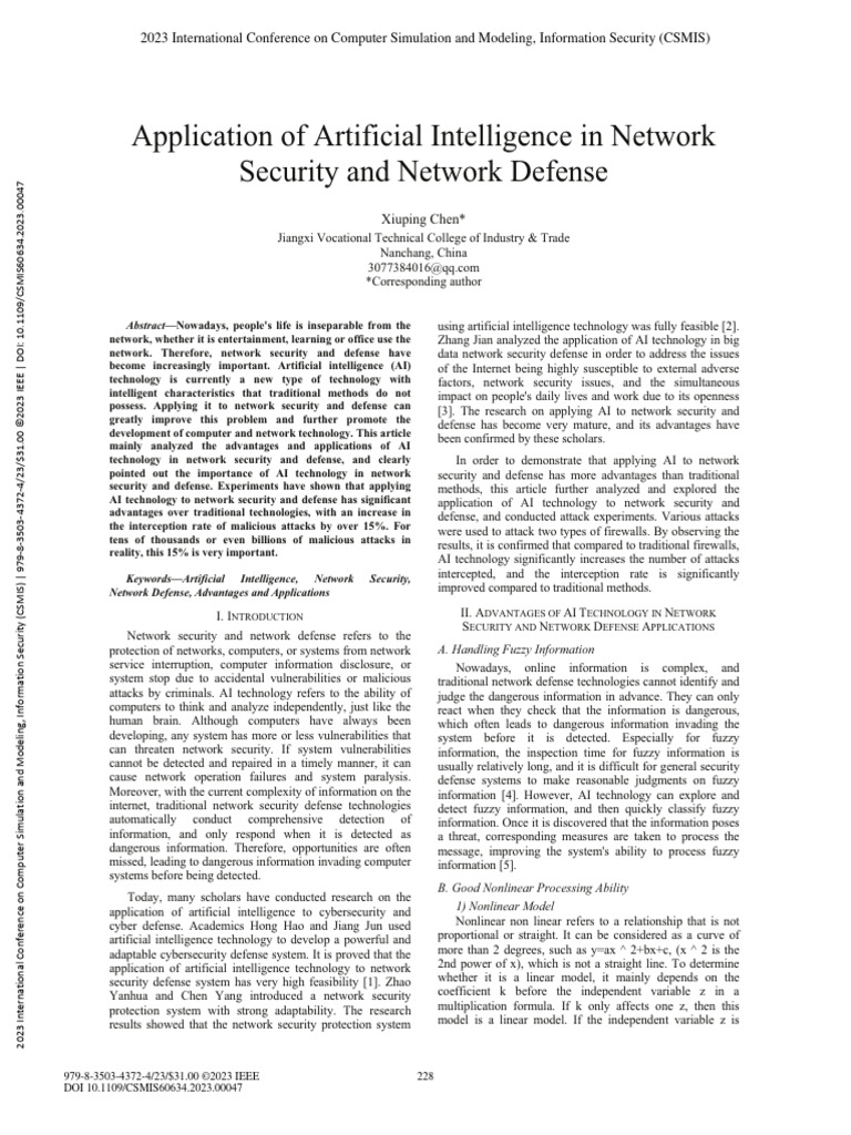 Application Of Artificial Intelligence In Network Security And Network