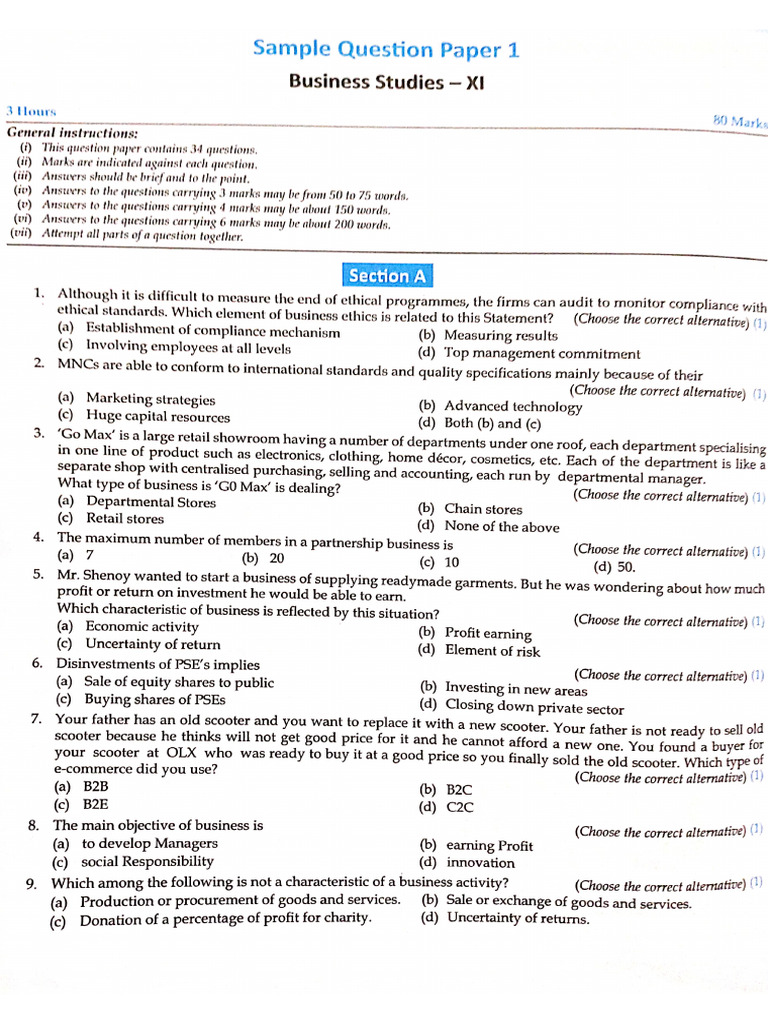 Sample Paper 1 | PDF