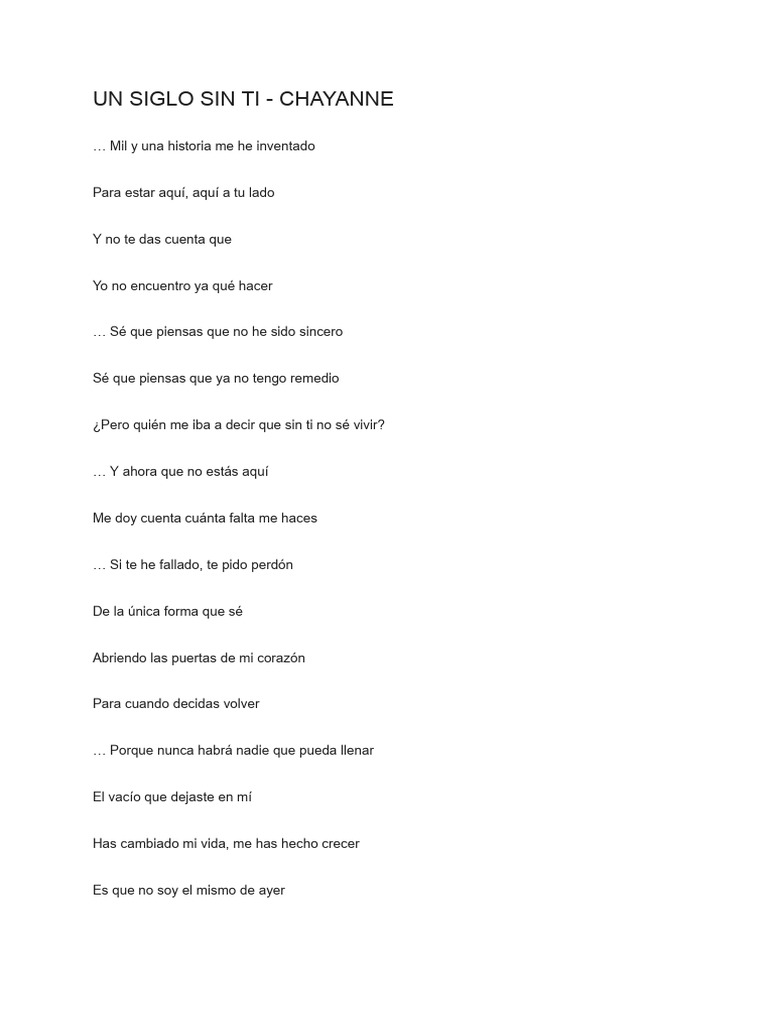 Un Siglo Sin Ti - Chayanne | PDF