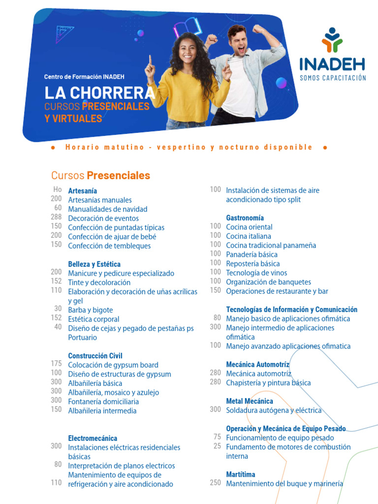 Cursos INADEH: Capacitación Integral | PDF | Hotel | Turismo