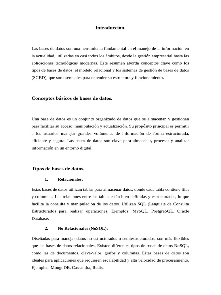 Conceptos Basicos de Base de Datos | PDF | Bases de datos | No Sql