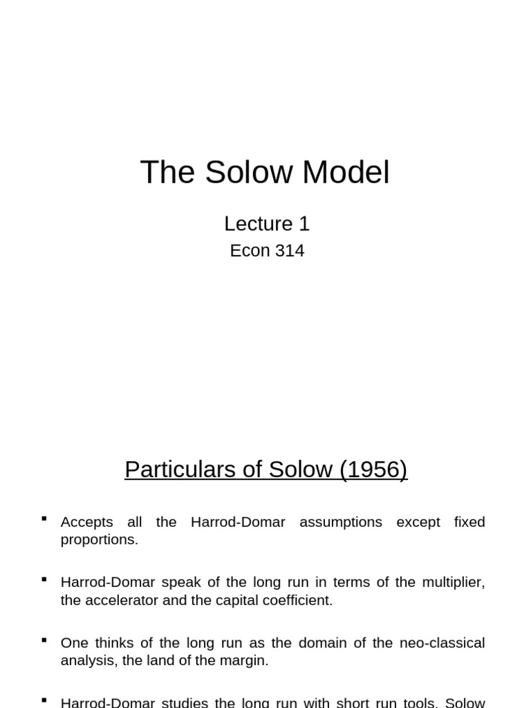 Lecture 1 - Solow Model-2 (4) | PDF | Production Function | Labour ...