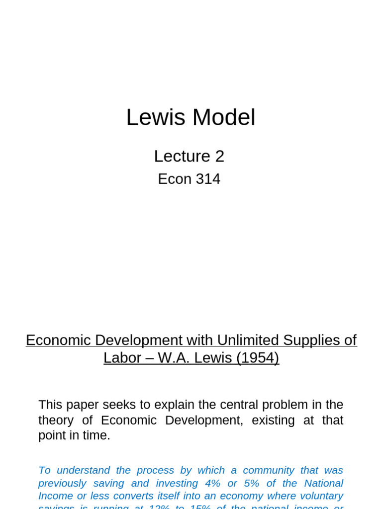 Lewis Model of Economic Development | PDF | Labour Economics | Capitalism