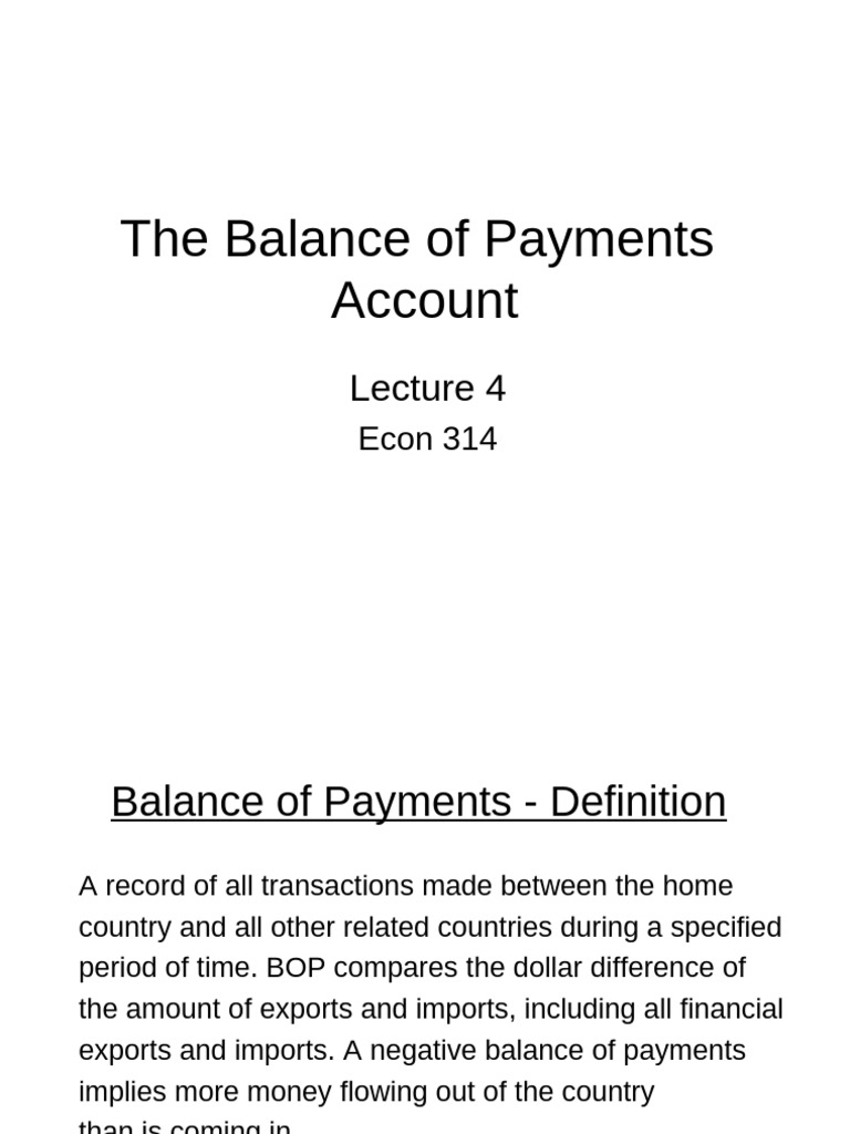 Lecture 4 - Balance of Payments | PDF | Capital Account | Balance Of ...