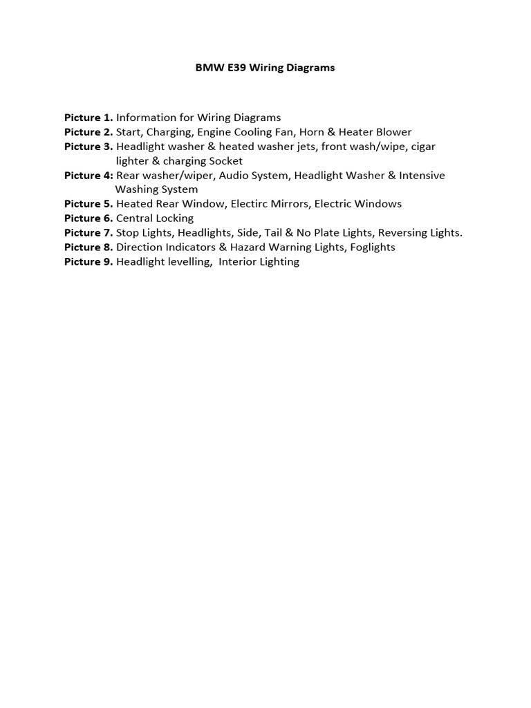 BMW E39 Wiring Diagrams | PDF