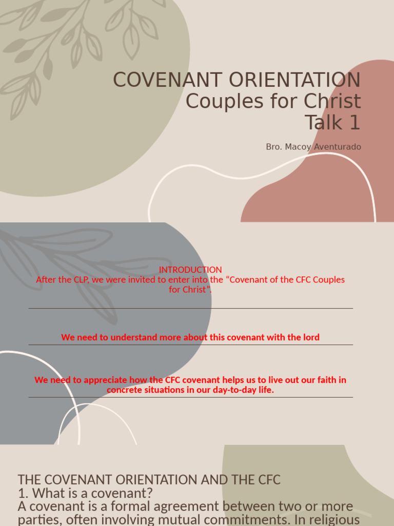 CFC Covenant Orientation Overview | PDF | Covenant (Biblical) | New ...
