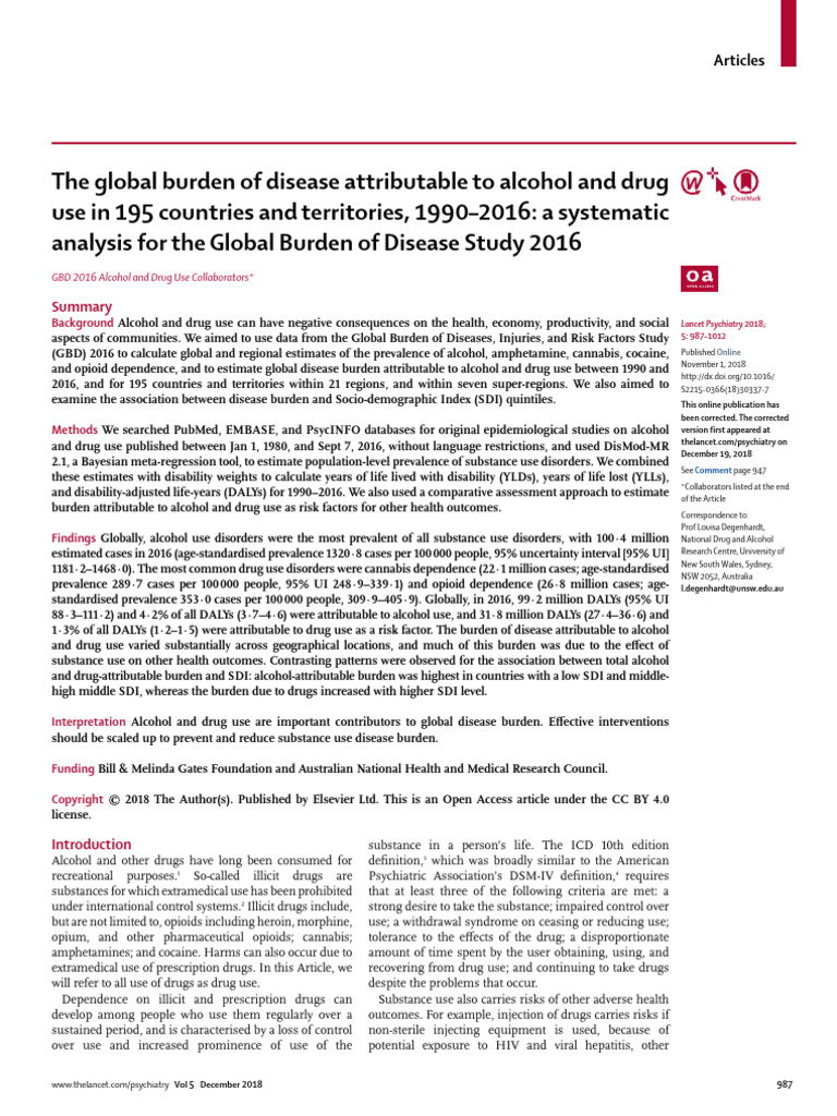 1 s2.0 S2215036618303377 Main | PDF | Substance Abuse | Substance Use ...