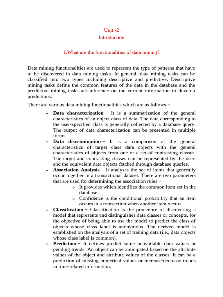 2 unit | PDF | Data Mining | Data Compression