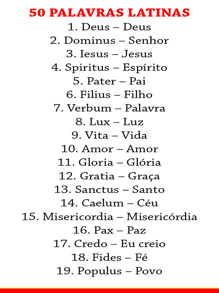 50 Palavras em Latim Católicas | PDF