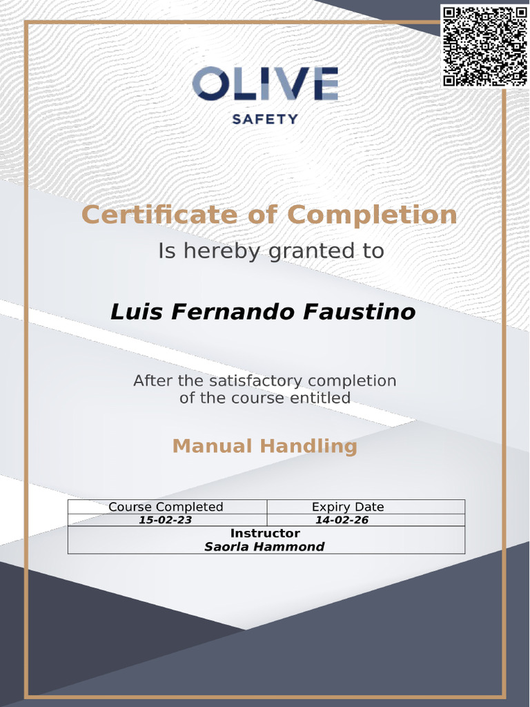 Manual Handling Certificate | PDF