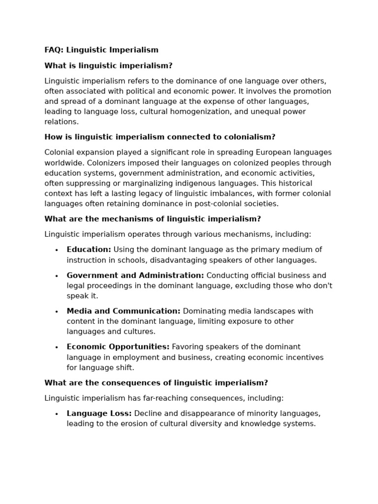 NOTEBOOK Notes On LINGUISTIC IMPERIALISM | PDF | Linguistics ...