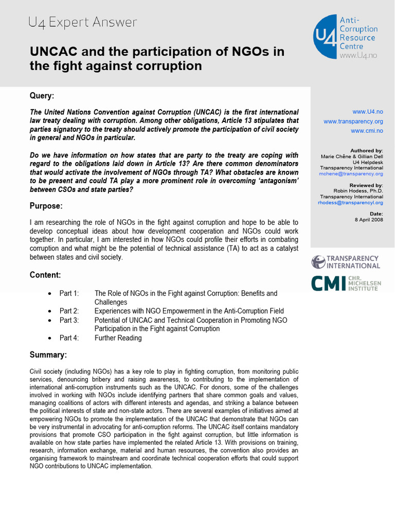 Participation Against-Corruption | PDF | Non Governmental Organization | Governance