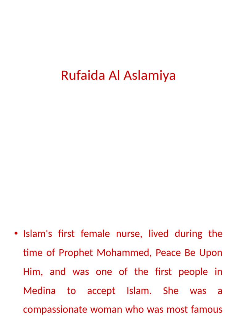 Rufaida Al Aslamiya | PDF