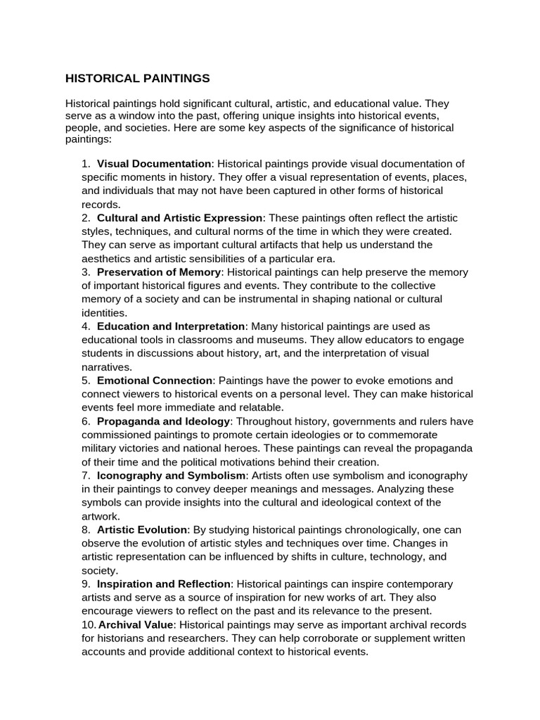 Historical Paintings Pdf Paintings Liberal Arts Education