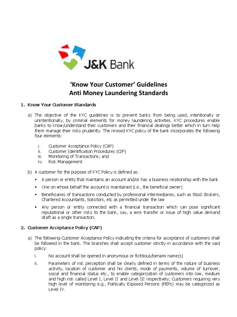 Retail Kyc Pdf Money Laundering Banks