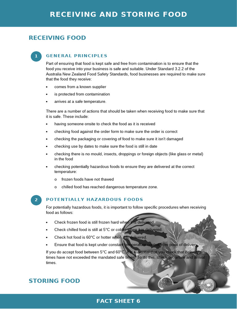 Food Safety: Receiving & Storage Guidelines | PDF | Refrigerator ...