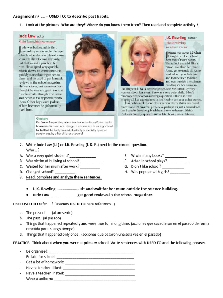 Assignment # - Used To Past Habits | PDF