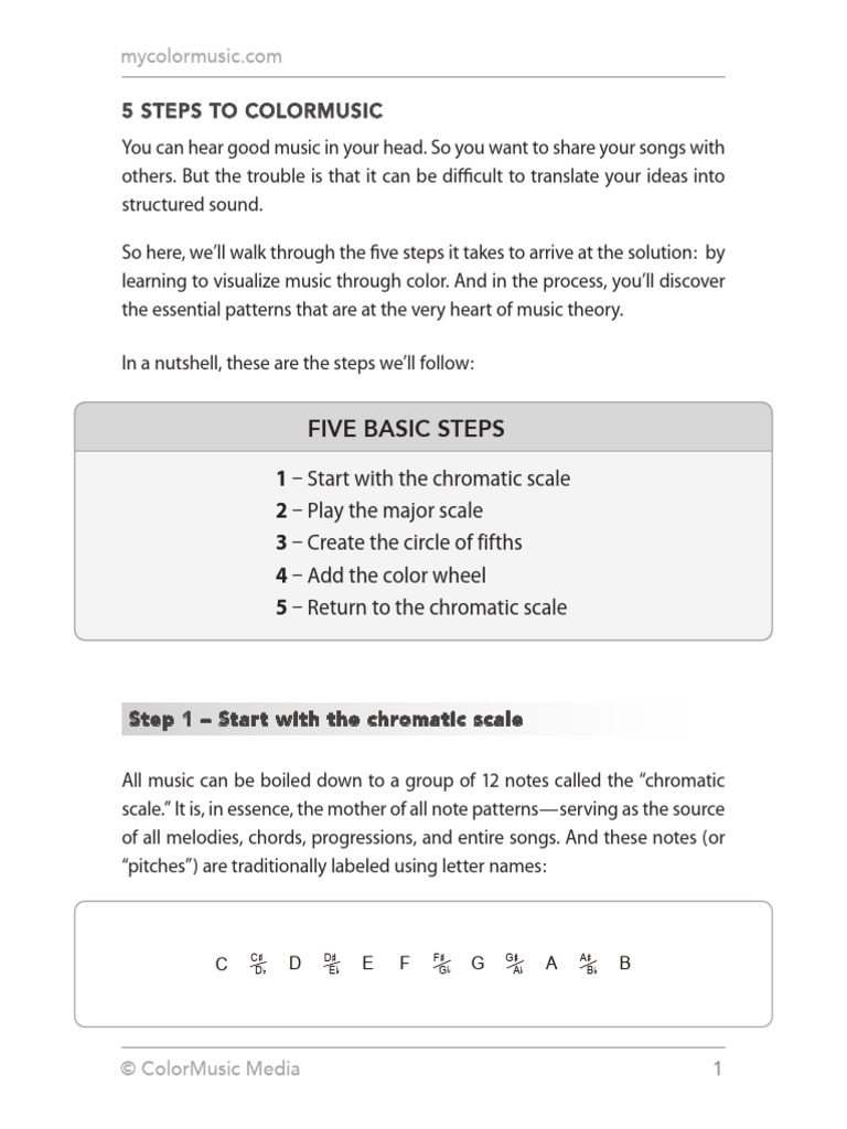 5 Steps to Visualize Music with Color | PDF | Scale (Music) | Music Theory