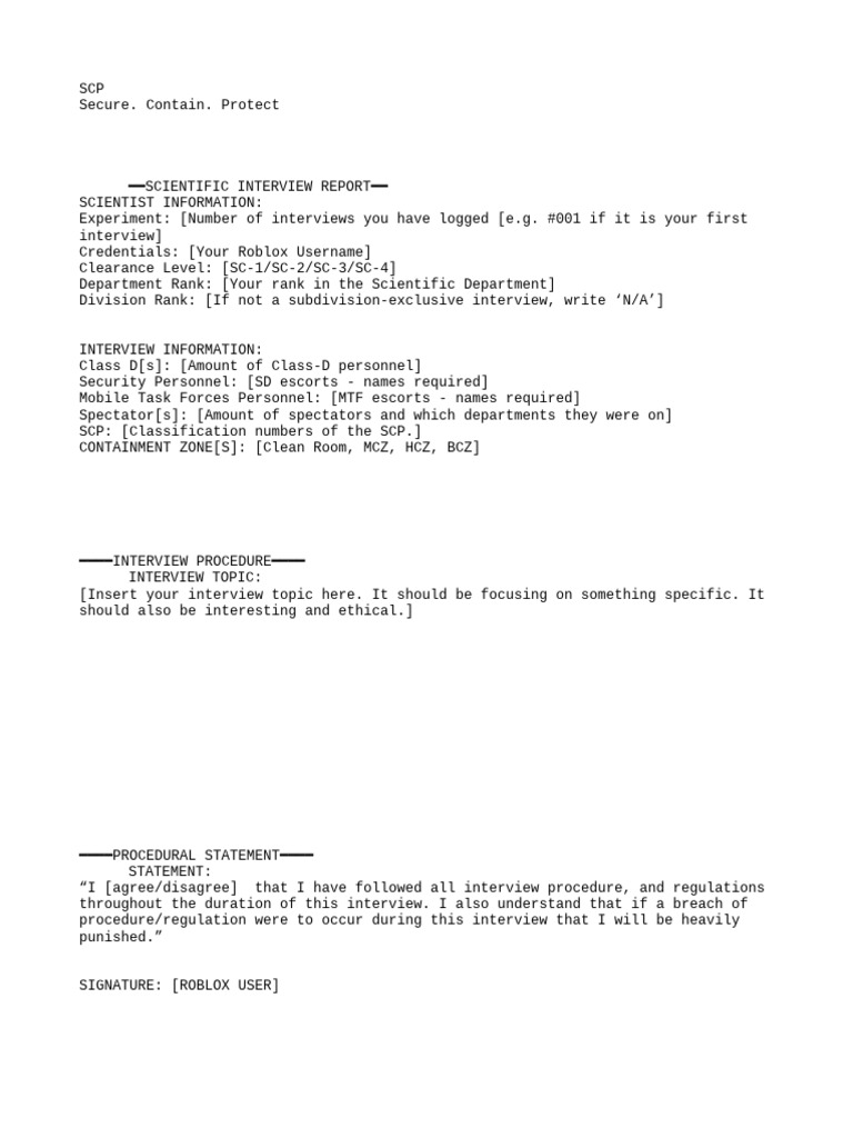 SCP Interview Report Template | PDF