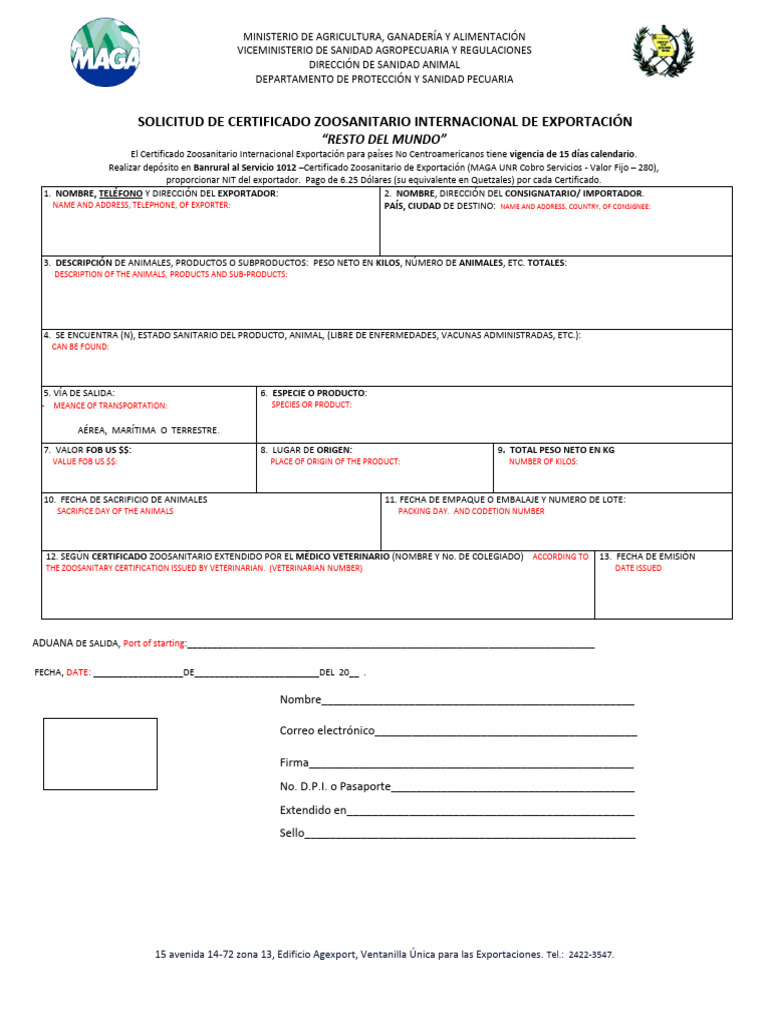 Certificado Zoosanitario | PDF