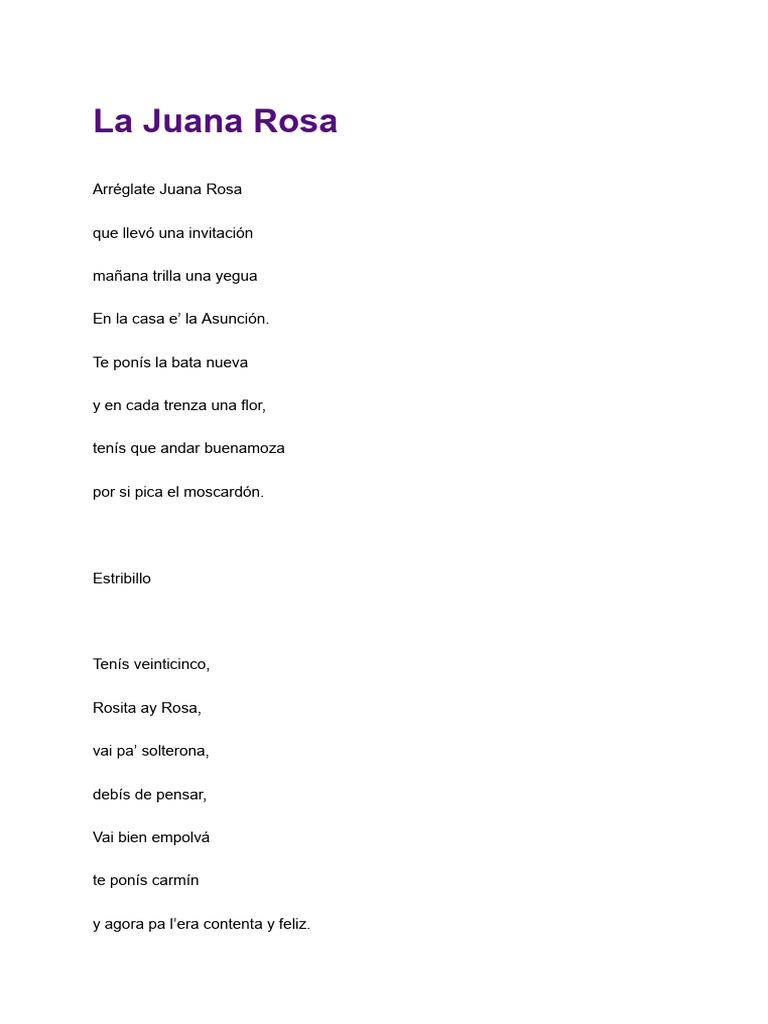 La Juana Rosa - Violeta Parra | PDF