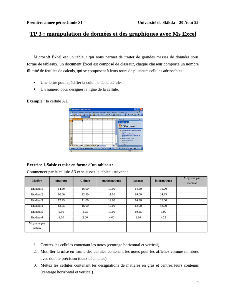 Manipulation de données avec Excel | PDF | Microsoft Excel | Feuille de calcul