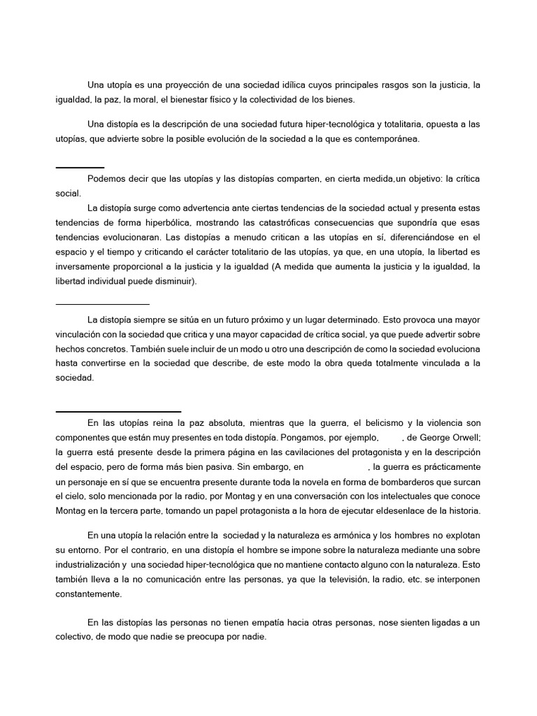 Qué Es Una Utopía VS Distopía | PDF | Distopía | Alemania del Este