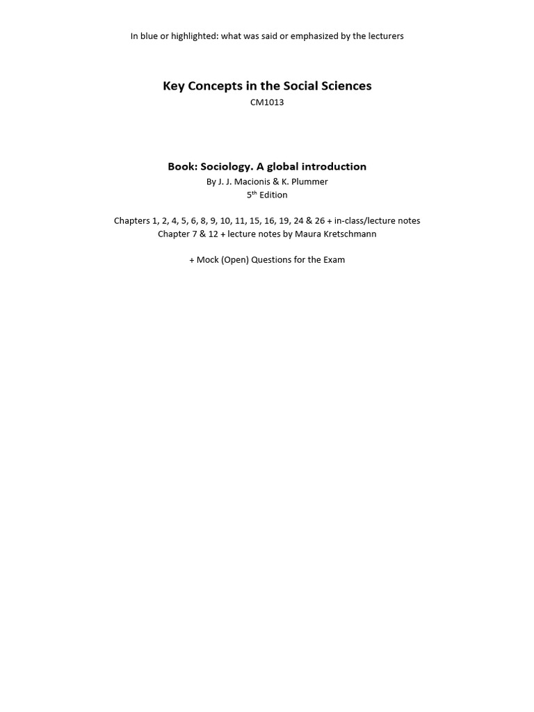 KCSS Summary | PDF | Sociology | Society