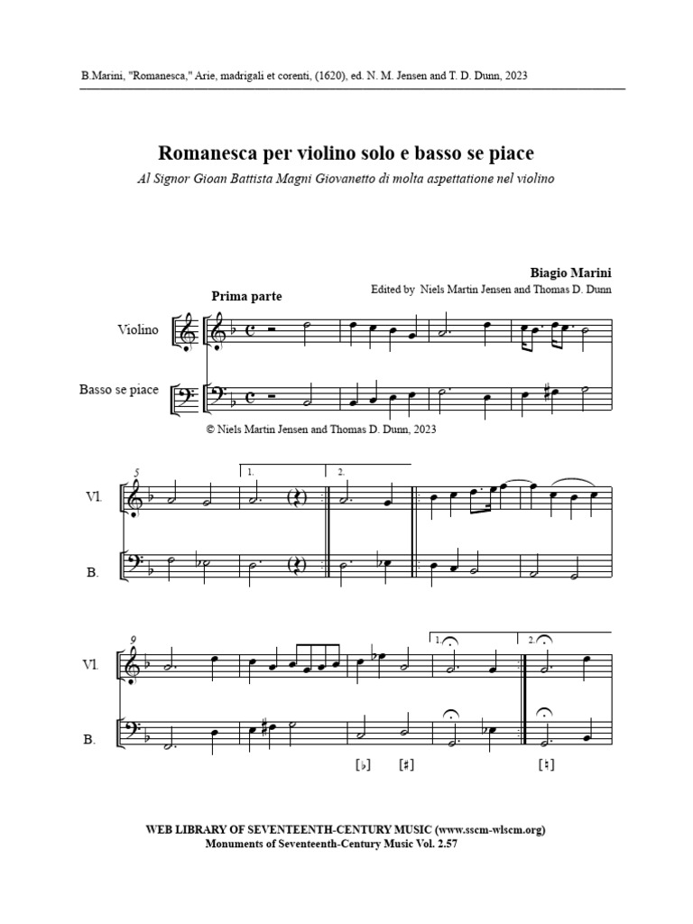 Romanesca pour violon et basso | PDF | Variation | Musique baroque
